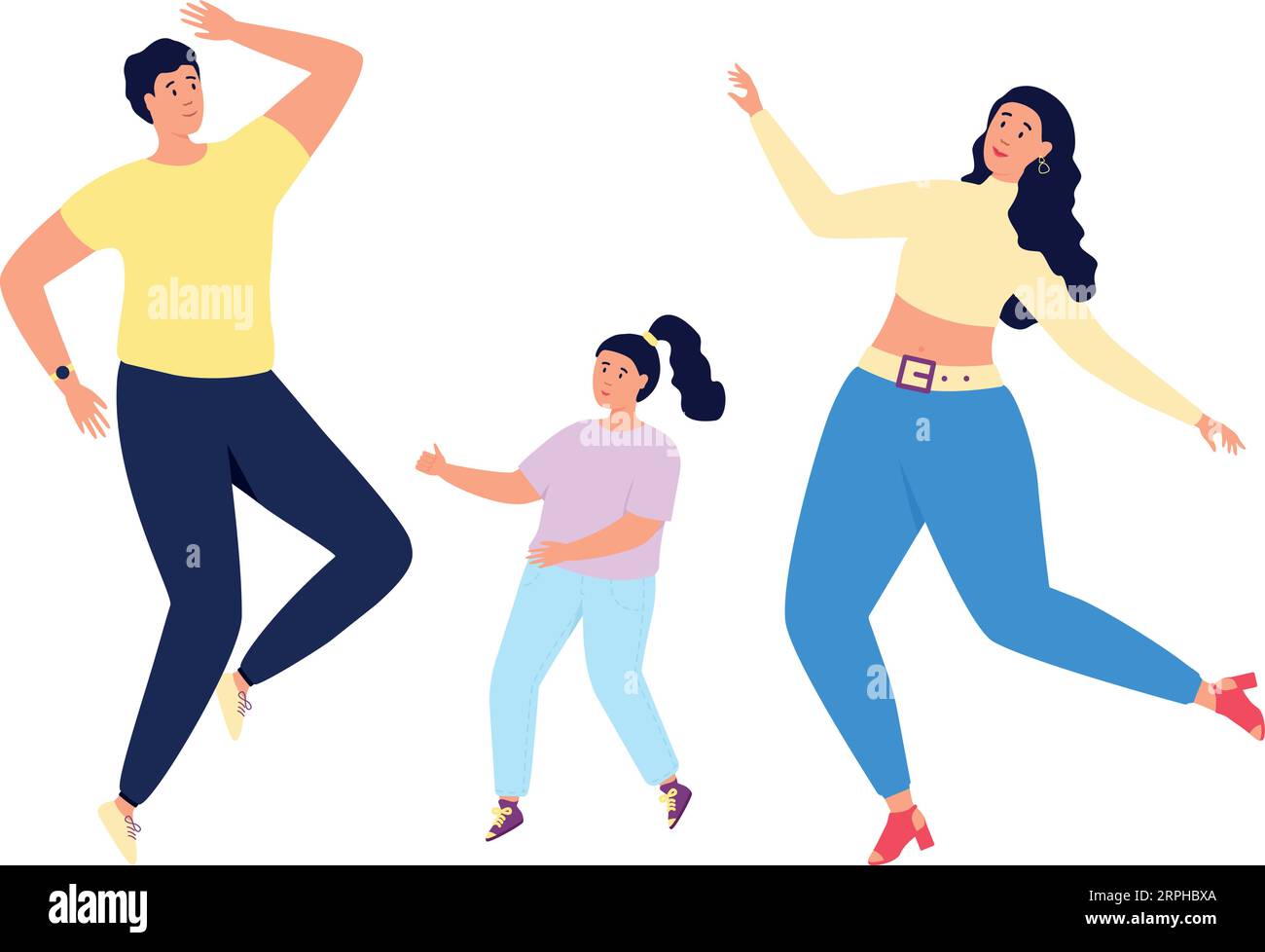 Happy family dancing. Cheerful parents and girl celebrating Stock ...