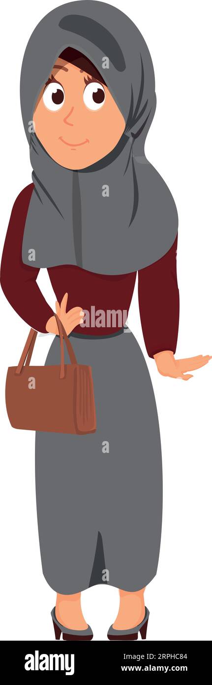 Happy woman in islamic outfit. Saudi female character Stock Vector ...
