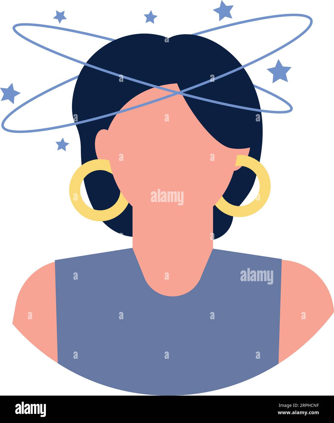 Vertigo icon. Woman with head dizziness. Migraine symptom Stock Vector ...