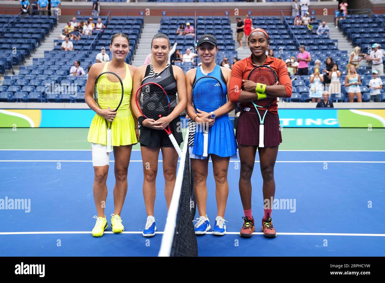Marta Kostyuk, Elena-Gabriela Ruse, Jessica Pegula and Coco Gauff pose ...
