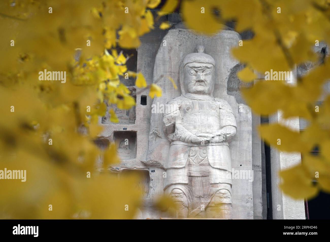 191105 -- QINGYANG, Nov. 5, 2019 -- A stone statue is pictured at the ...