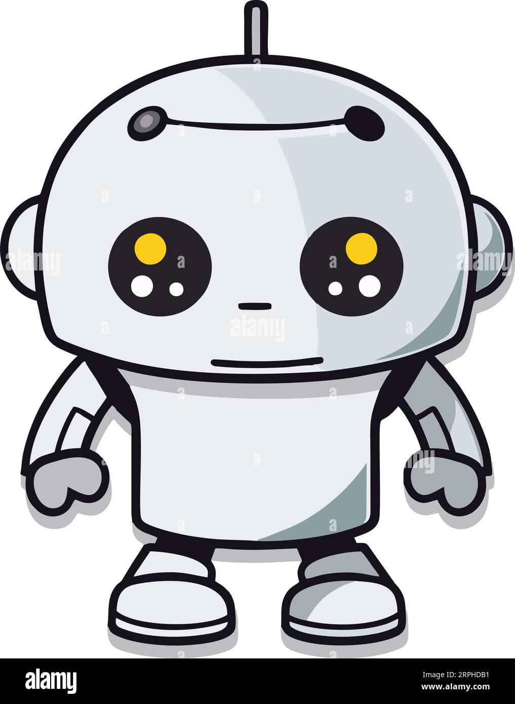 sticker of a small robot with a big head Stock Vector Image & Art - Alamy