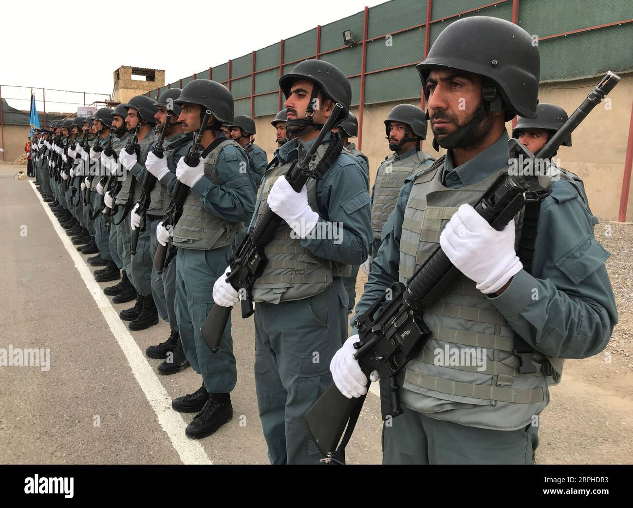 191106 -- KANDAHAR, Nov. 6, 2019 -- Afghan police officers take part in ...