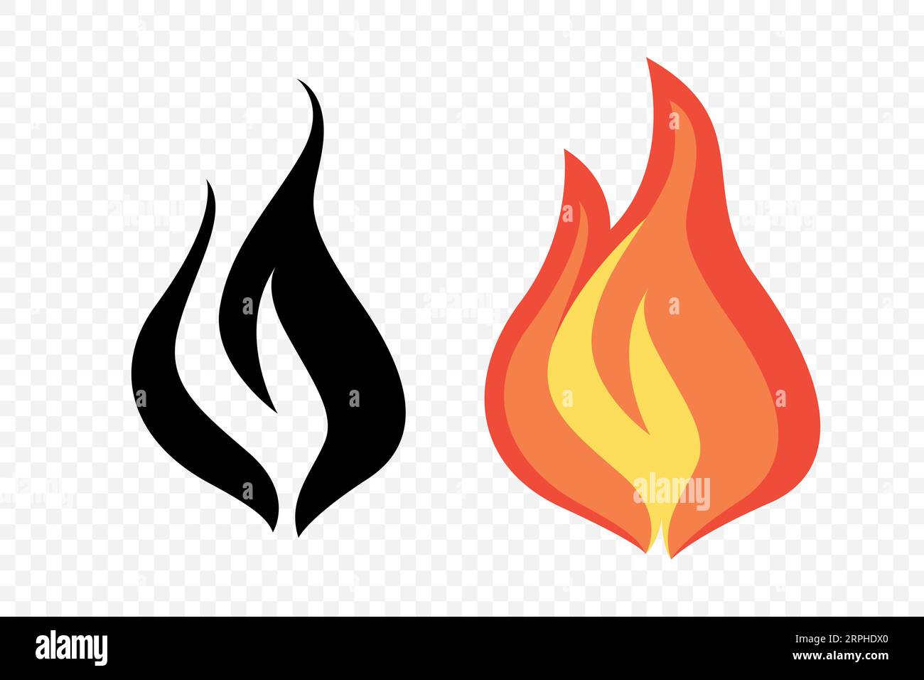 Flat Vector Fire Flame Icon Set. Campfire Shape Sign, Isolated. Bonfire ...