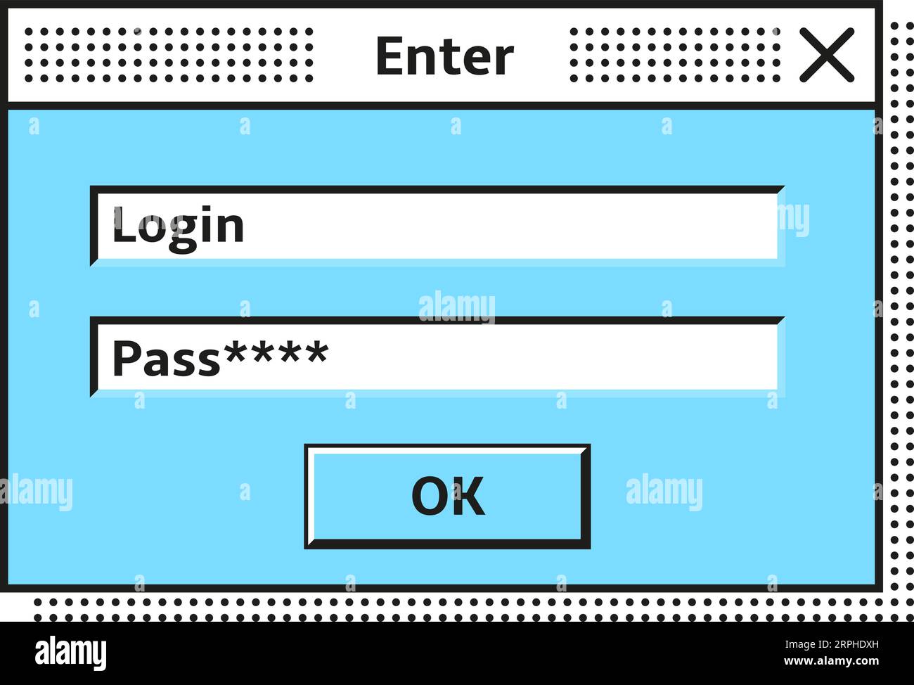 Login window template in retro style. Old pc interface Stock Vector ...