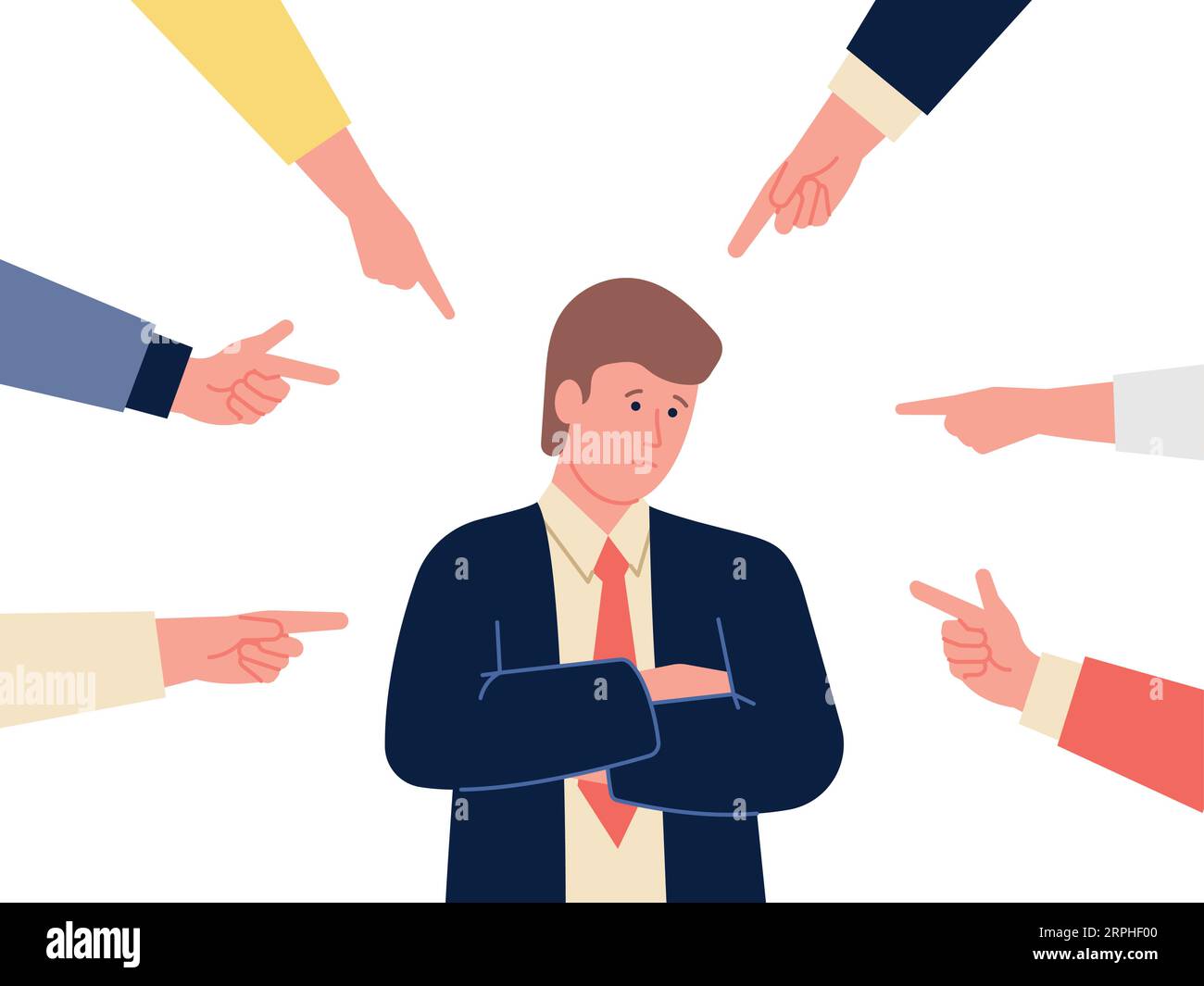 Sad businessman with pointing fingers. Accusing guilt icon Stock Vector ...