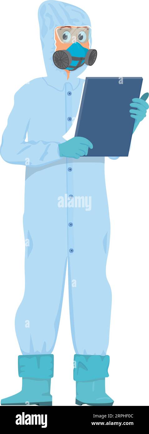Person in hazmat suit. Laboratory worker character in respirator Stock ...