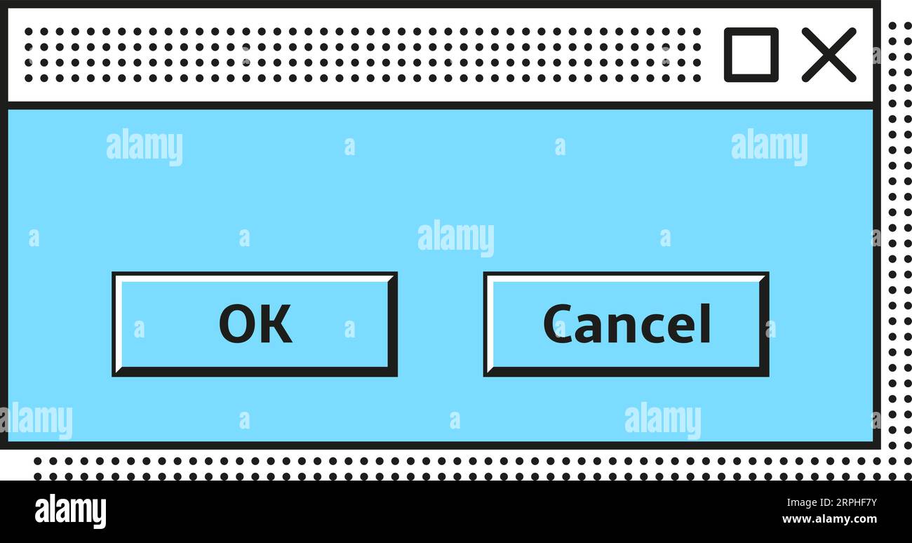 Information message window template in retro interface style Stock ...