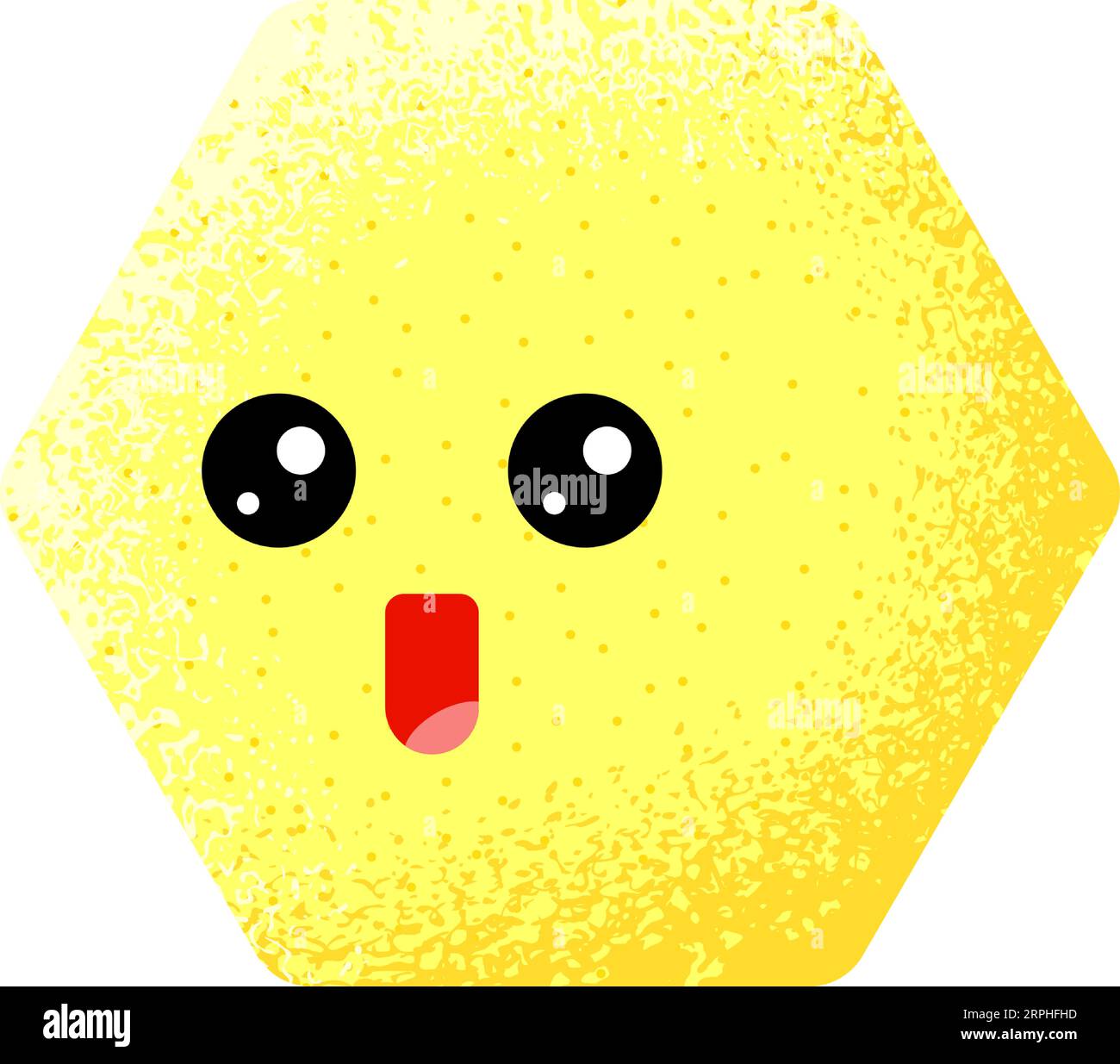 Yellow hexagon with kawaii face. Funny shape character Stock Vector ...