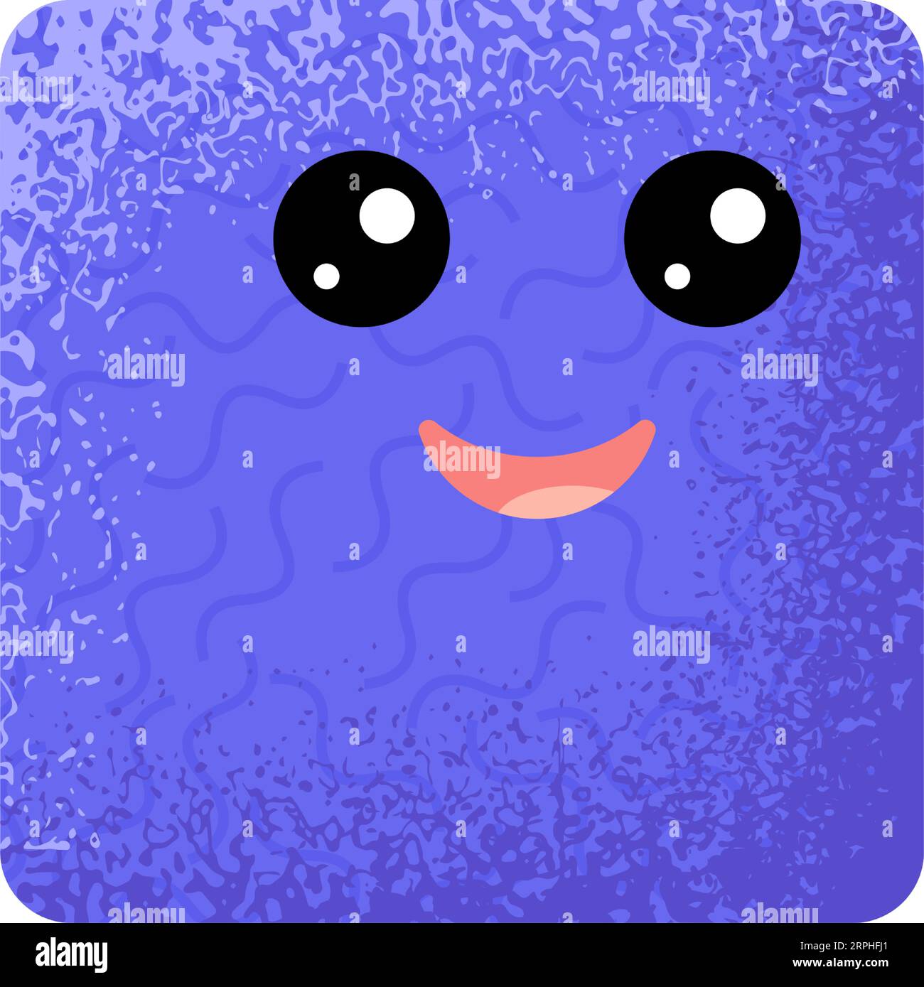 Blue rectangle character. Cute textured funny face Stock Vector Image ...