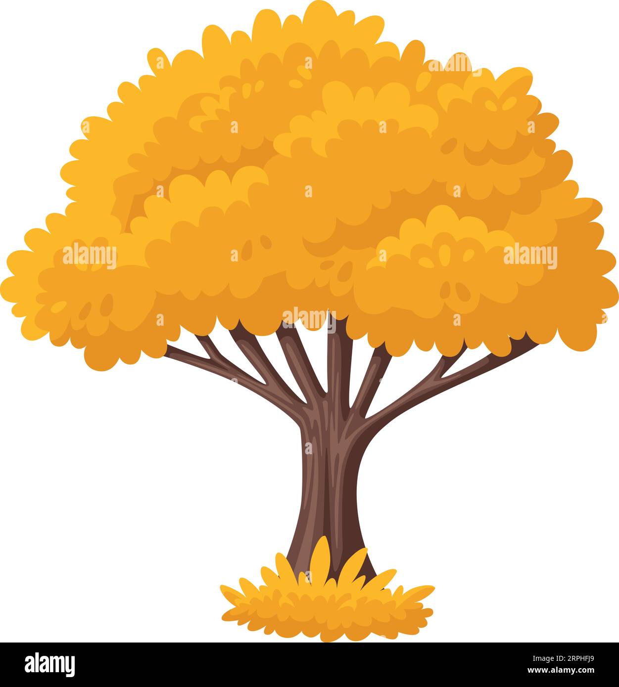 Autumn nature icon. Yellow leaves cartoon tree Stock Vector Image & Art ...