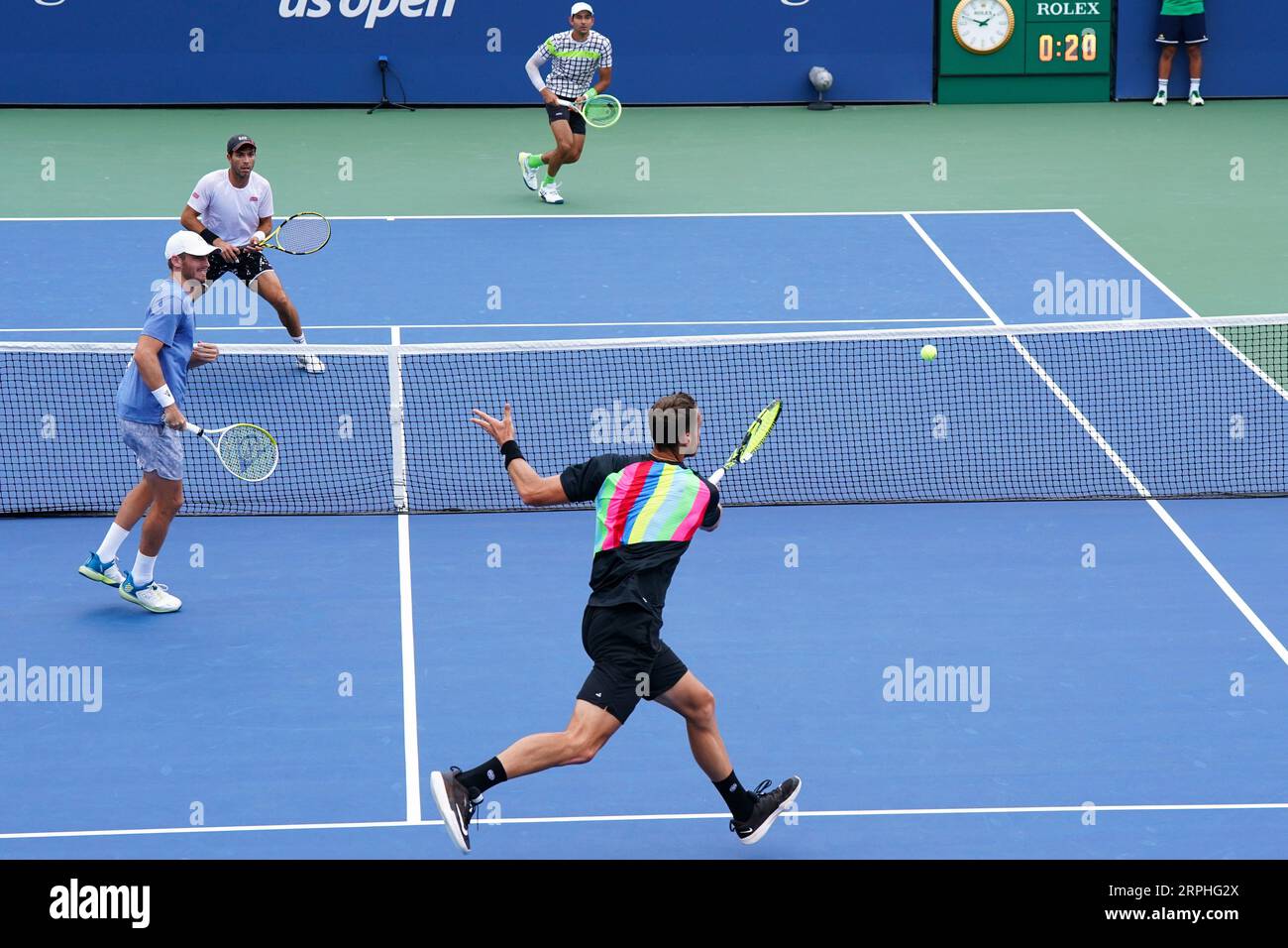 Robert Galloway and Albano Olivetti in action during a men's doubles ...