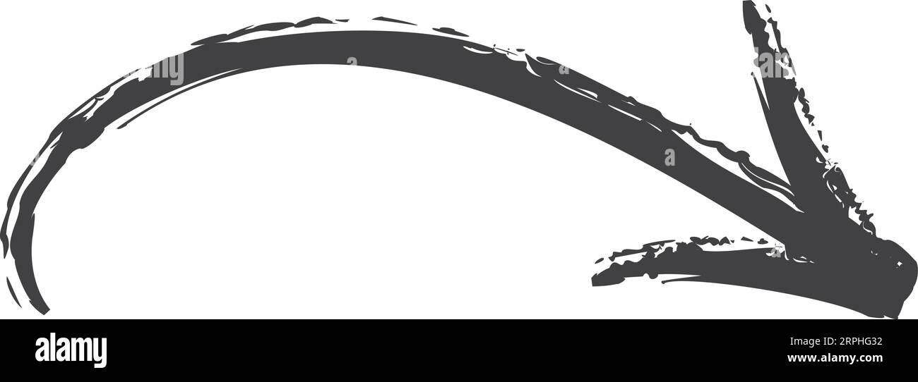 Curved arrow doodle. Hand drawn brush stroke Stock Vector Image & Art ...