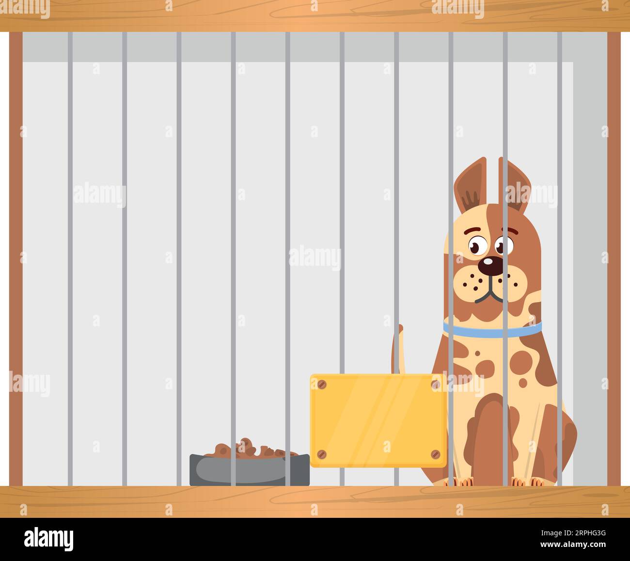 Small Cartoon Dog In Cage