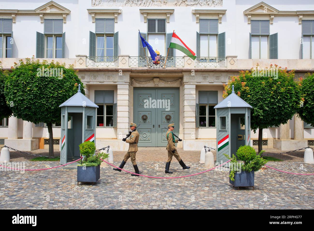 Sentries guarding the southwest palace door of Sandor Palace (the ...