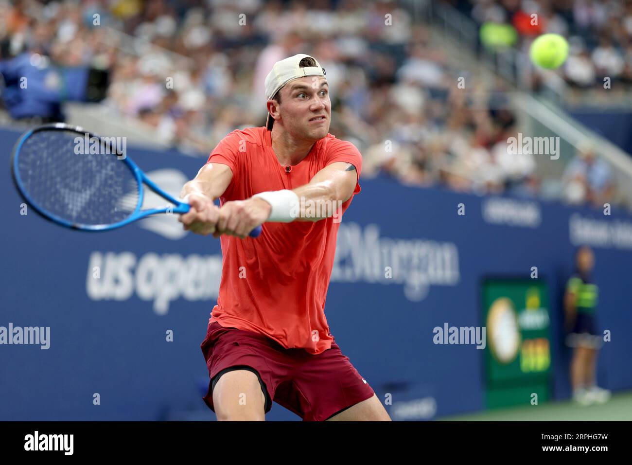 Jack Draper during a men's singles match at the 2023 US Open, Monday ...