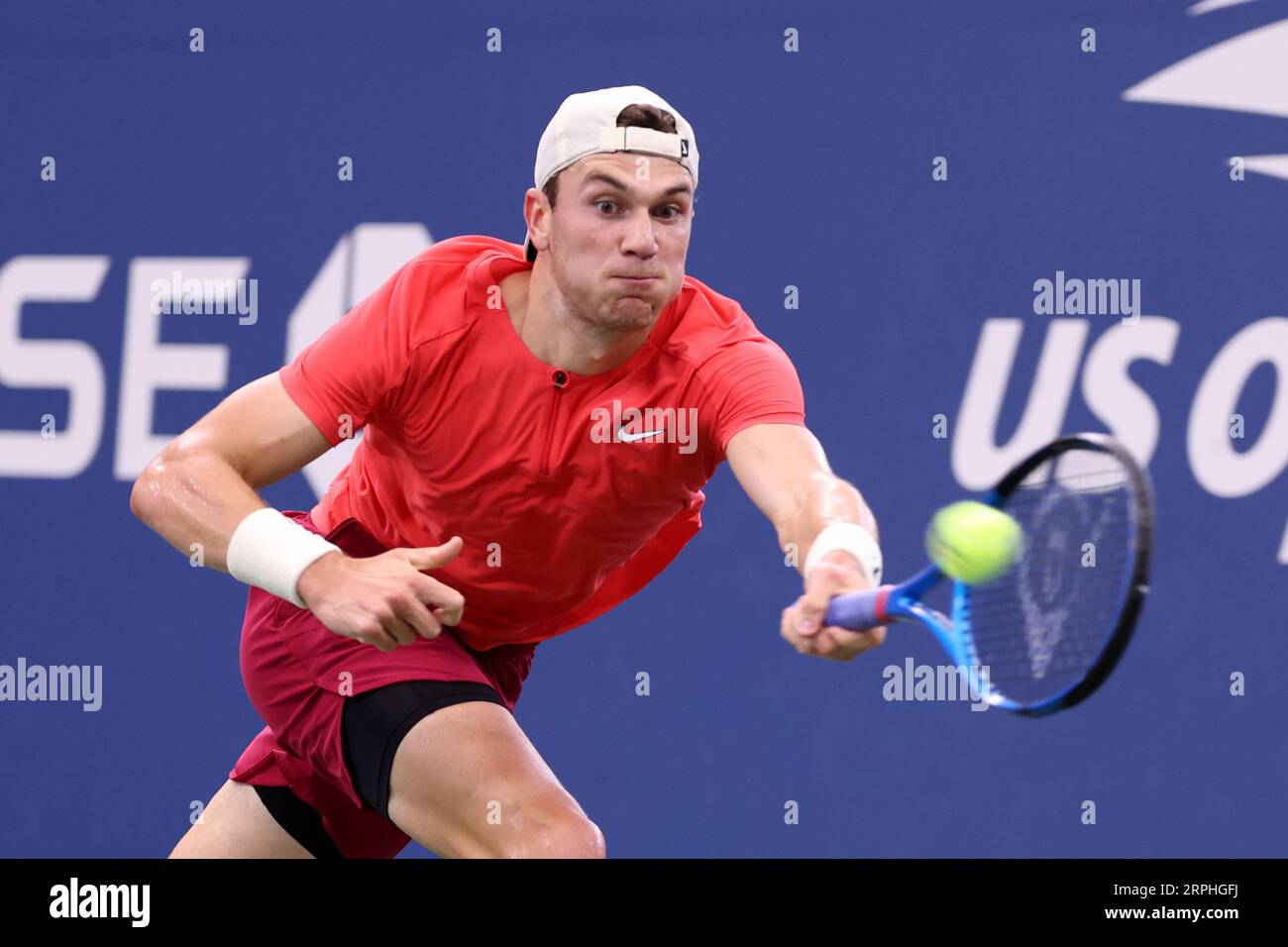 Jack Draper during a men's singles match at the 2023 US Open, Monday ...