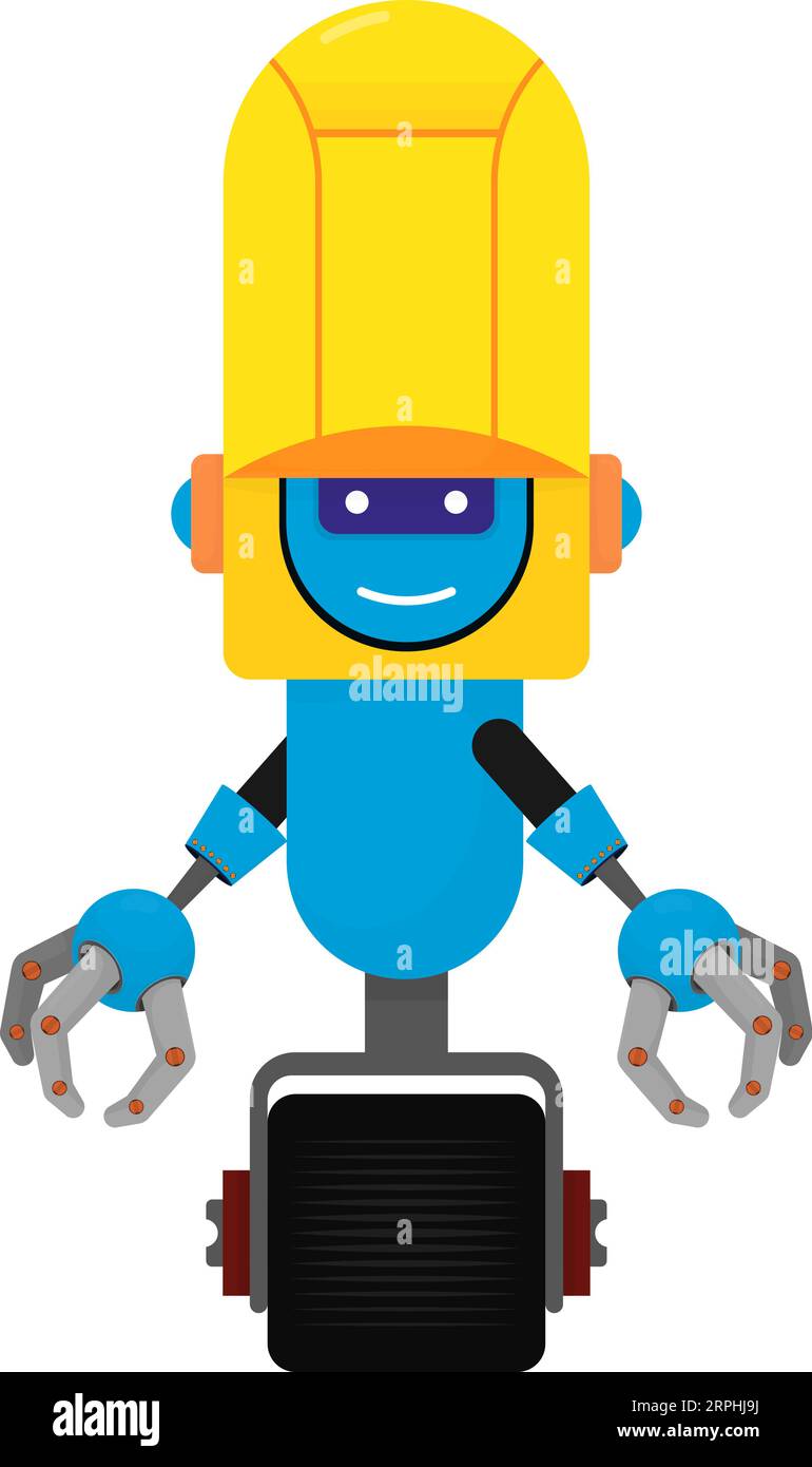 Cartoon robot. Funny construction mascot. Happy character Stock Vector ...