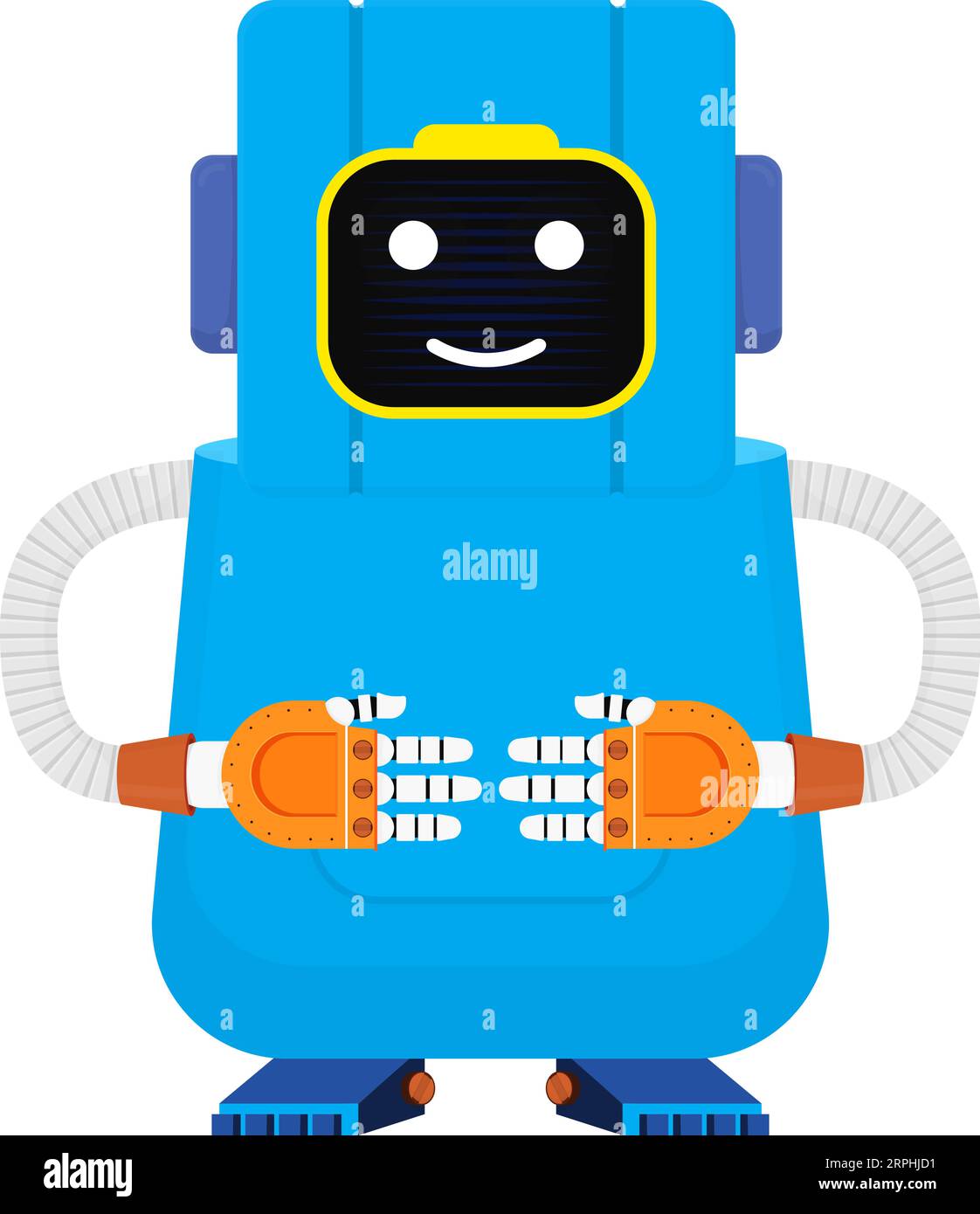 Friendly robot with smiling face. Cartoon kid character Stock Vector ...