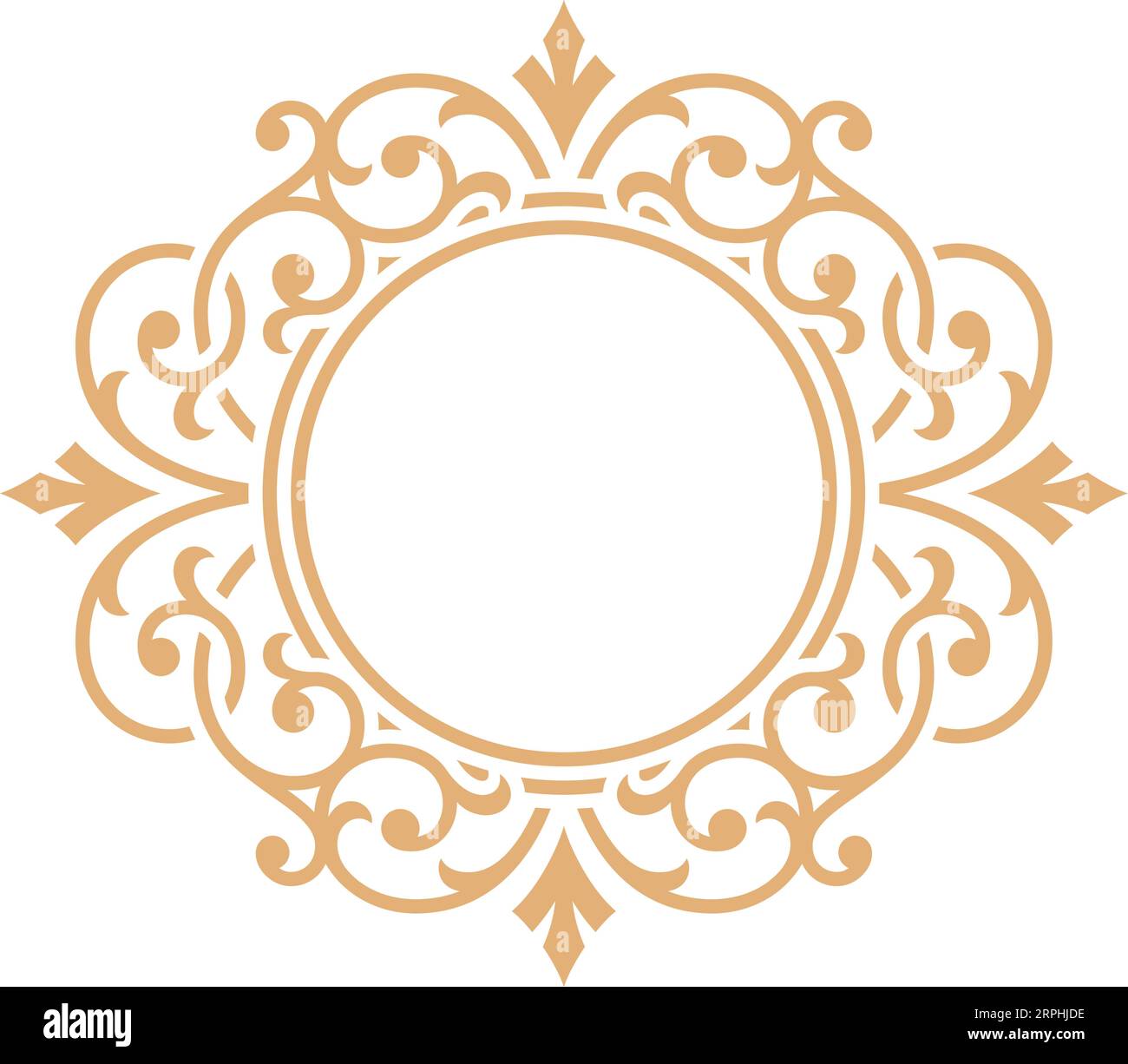 Golden filigree circle. Decorative round vintage frame Stock Vector ...