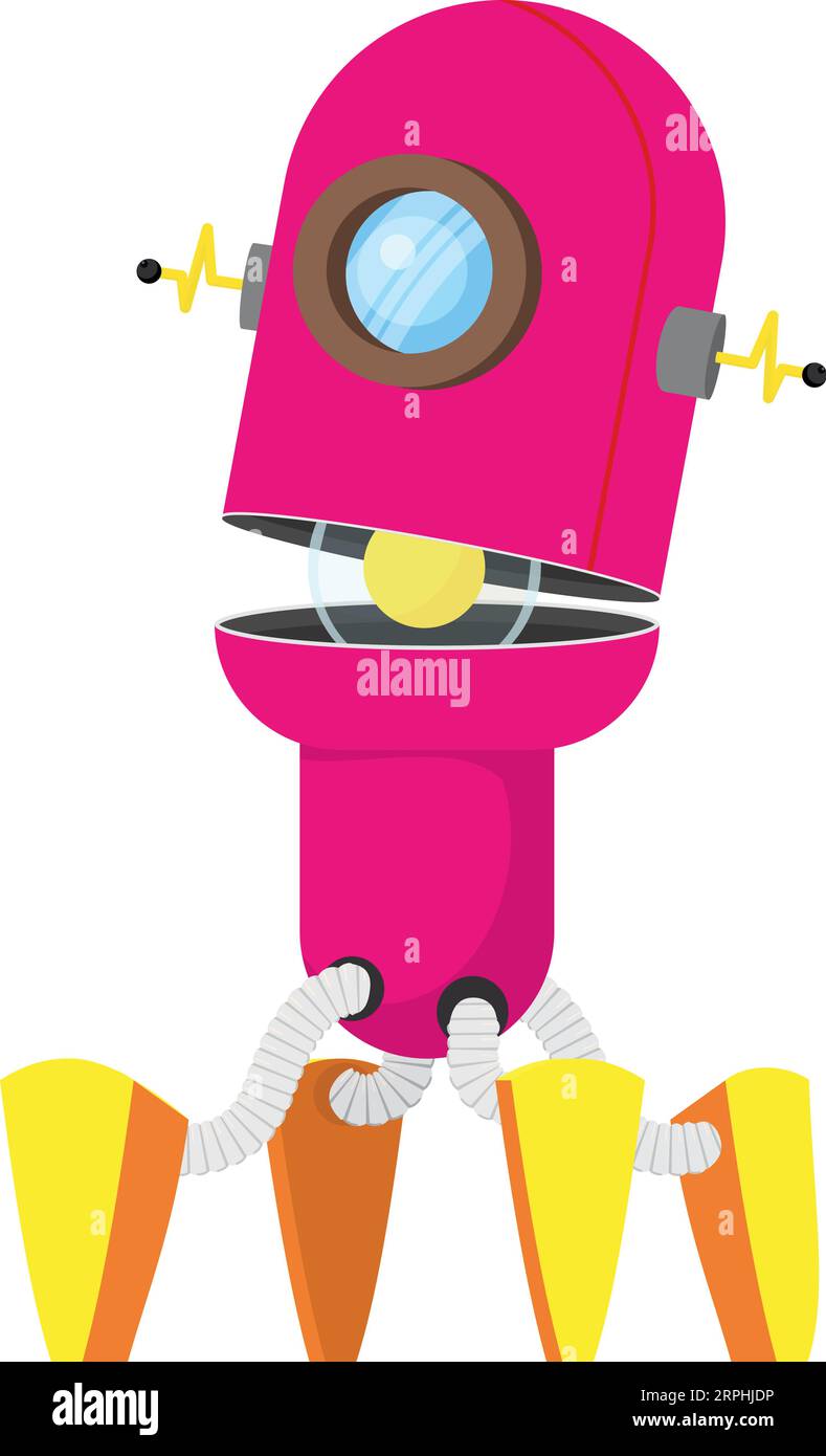 Futuristic robot mascot. Scientific cartoon machine character Stock ...