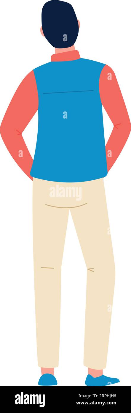 Male character standing back view. Color man icon Stock Vector Image ...