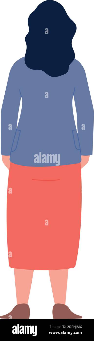 Middle age woman back view. Female character standing Stock Vector ...