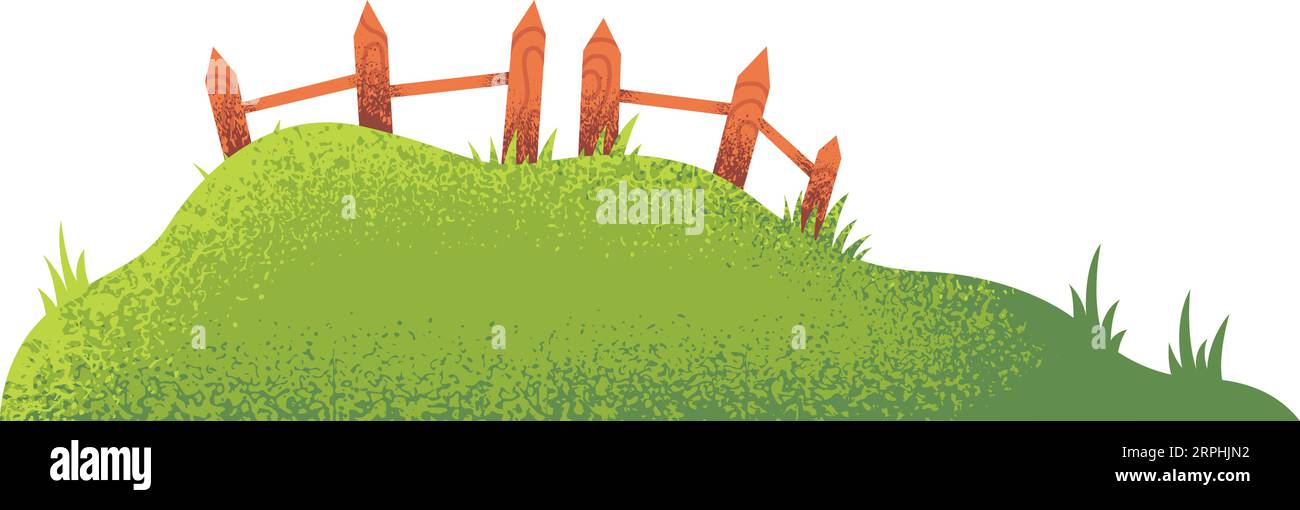 Green hill with wooden fence. Rural landscape element Stock Vector ...