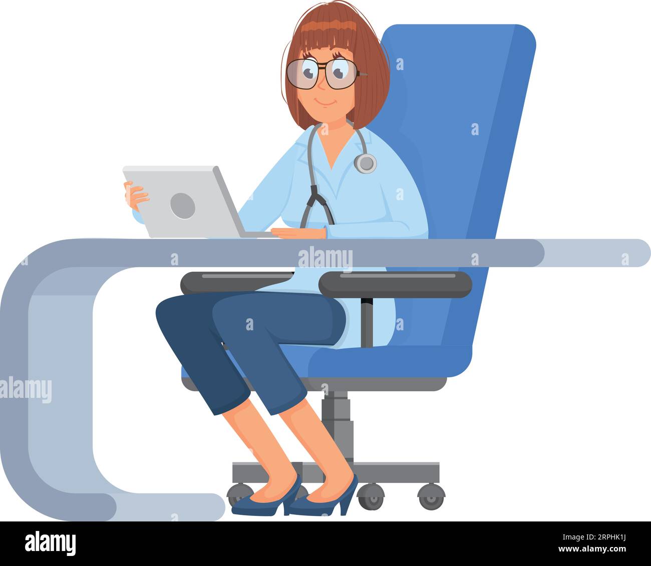 Professional doctor sitting table Stock Vector Images - Alamy