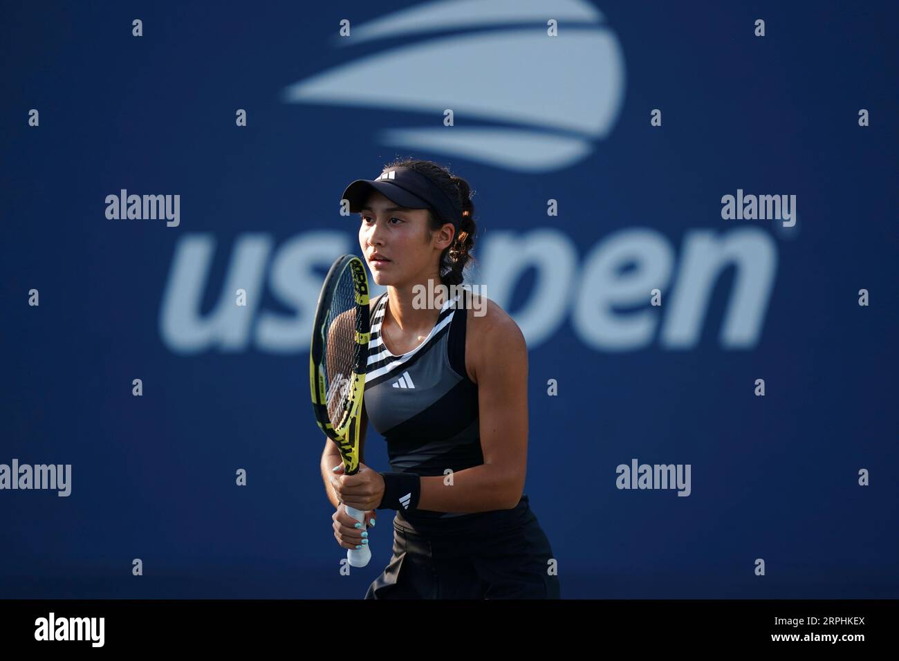 Valerie Glozman in action during a junior girls' singles match at the ...