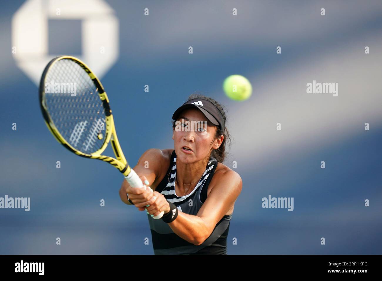 Valerie Glozman in action during a junior girls' singles match at the ...