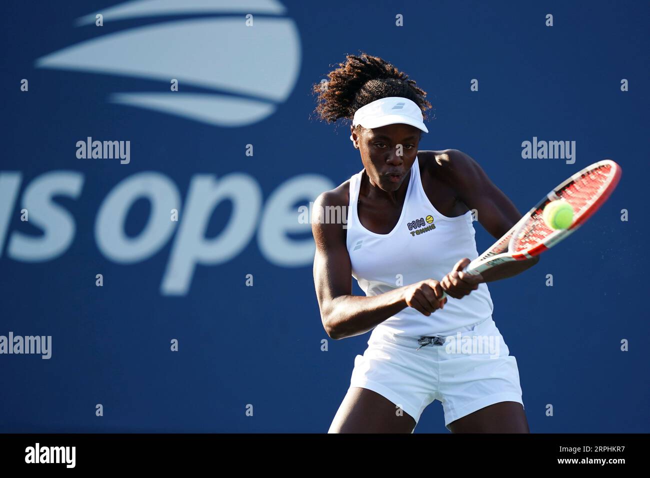 Akasha Urhobo in action during a junior girls' singles match at the ...