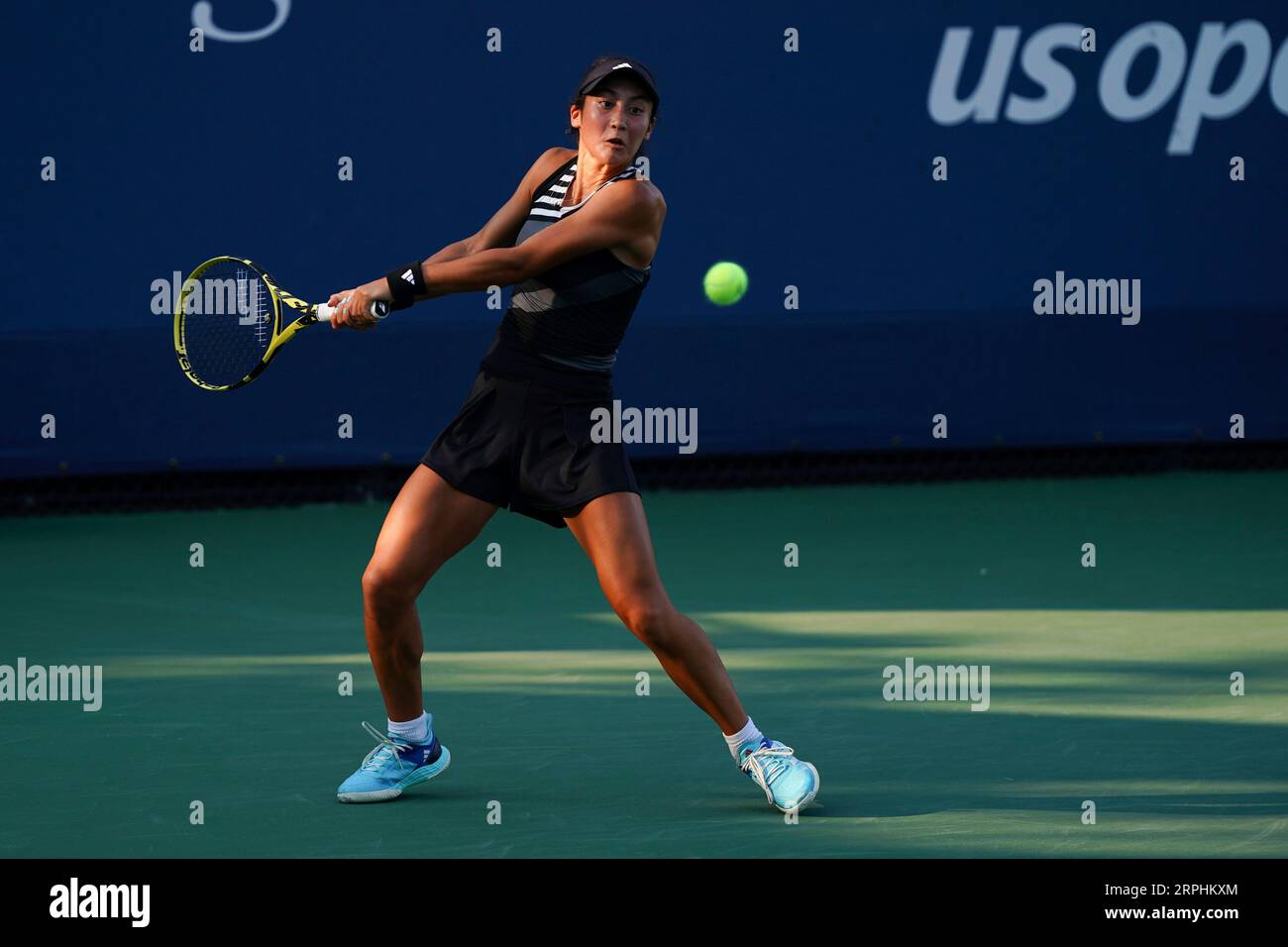 Valerie Glozman in action during a junior girls' singles match at the ...