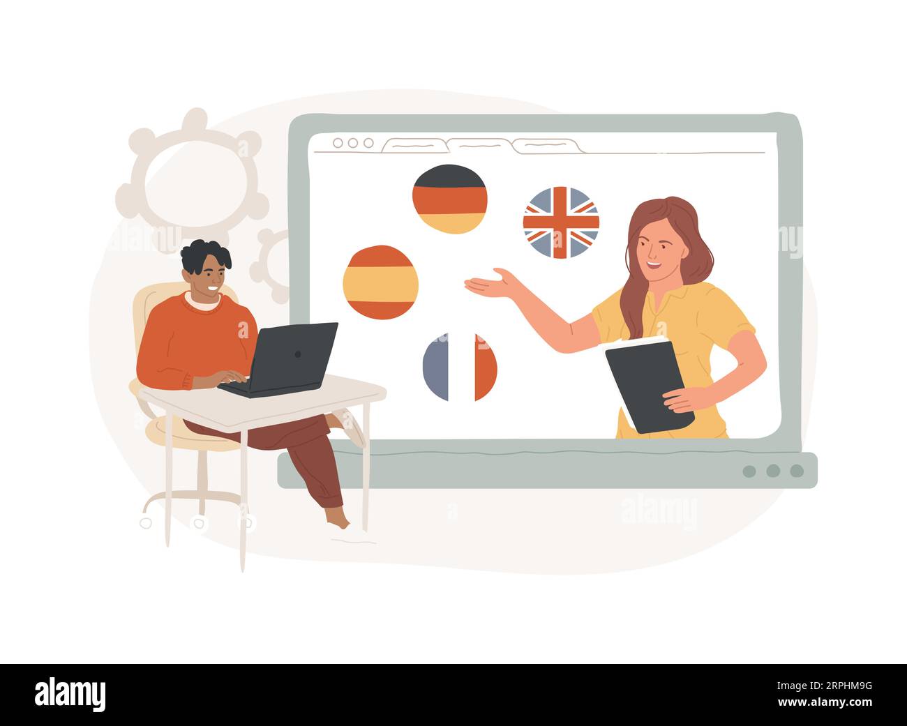 Online language school isolated concept vector illustration. Recorded ...