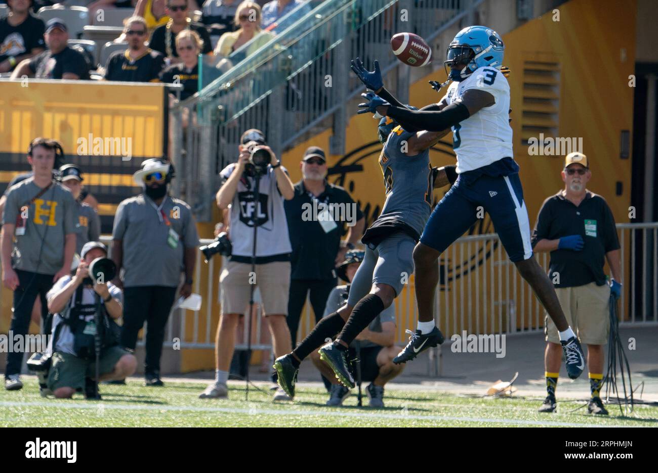Toronto Argonauts defensive back Jamal Peters (3) makes an interception ...