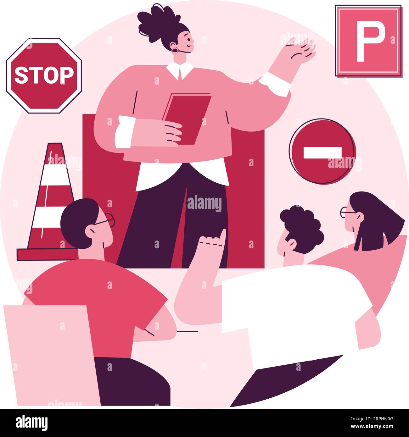 Driving lessons abstract concept vector illustration. Driving school ...