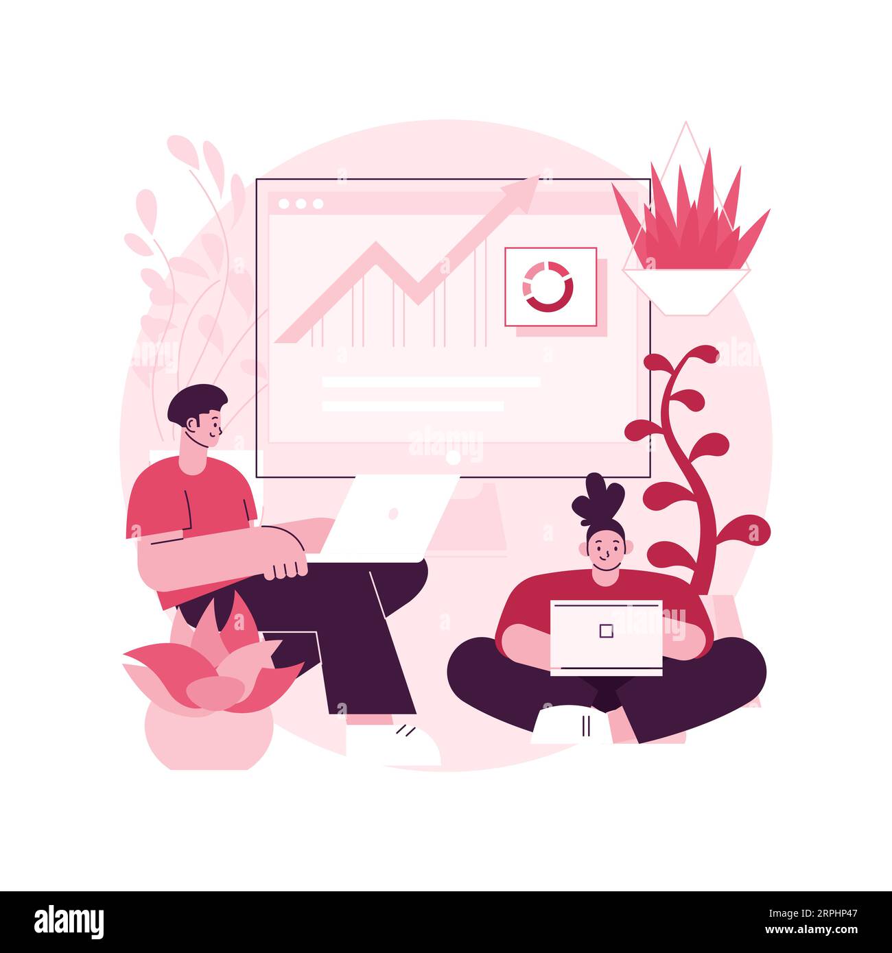 Biophilic design in workspace abstract concept vector illustration ...