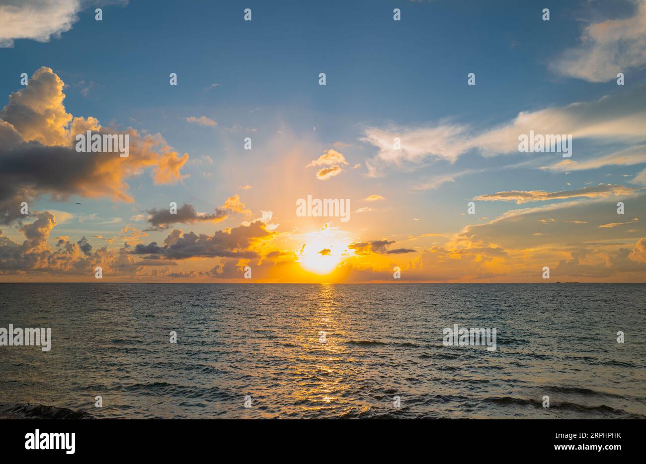 Sunset on sea background. Nature wallpaper with summer sea. Water sea ...