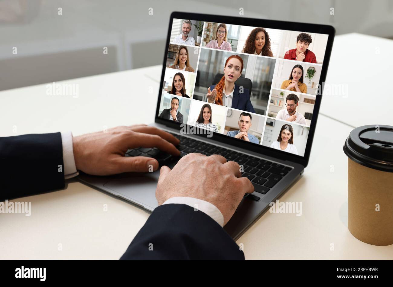 Man participating in webinar hi-res stock photography and images - Alamy