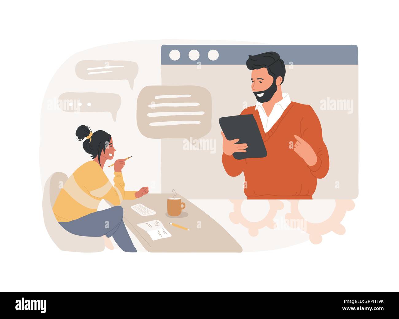 Online tutor isolated concept vector illustration. On demand homework ...