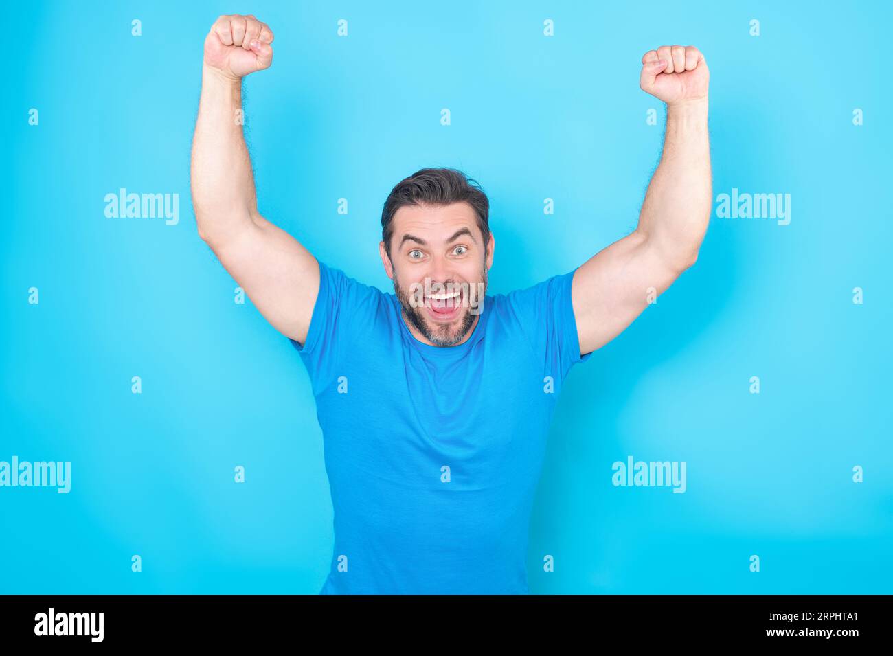 Emotional of excited man. Human reaction and emotions. Close up of ...