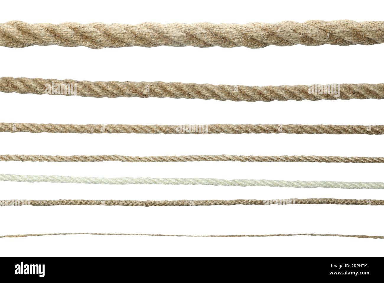 Set of hemp ropes isolated on white Stock Photo - Alamy