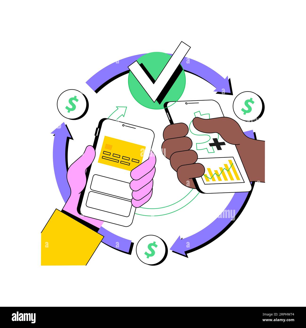 Money transfer isolated cartoon vector illustrations. Hands with ...