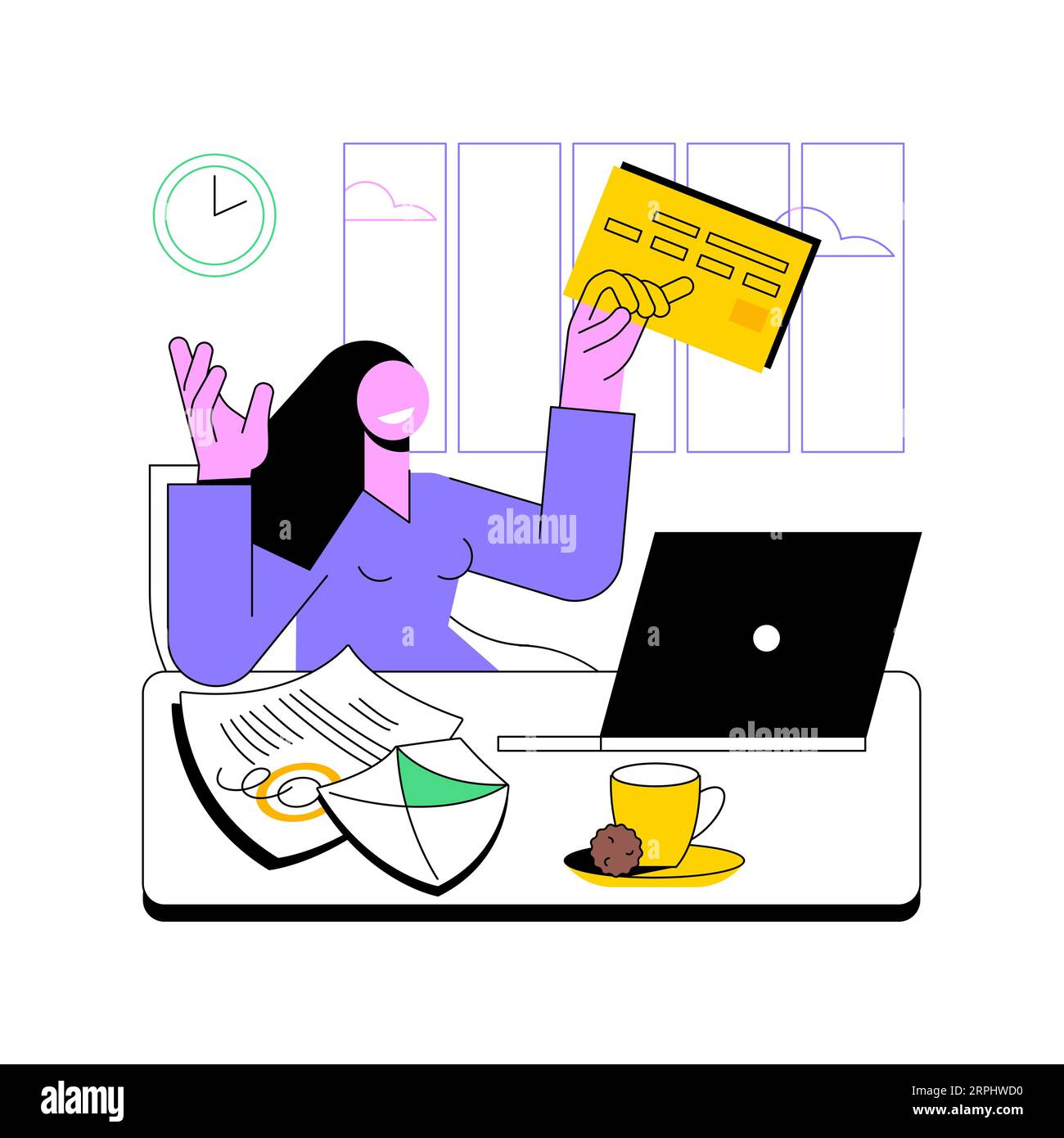 Get a card by mail isolated cartoon vector illustrations. Happy woman ...