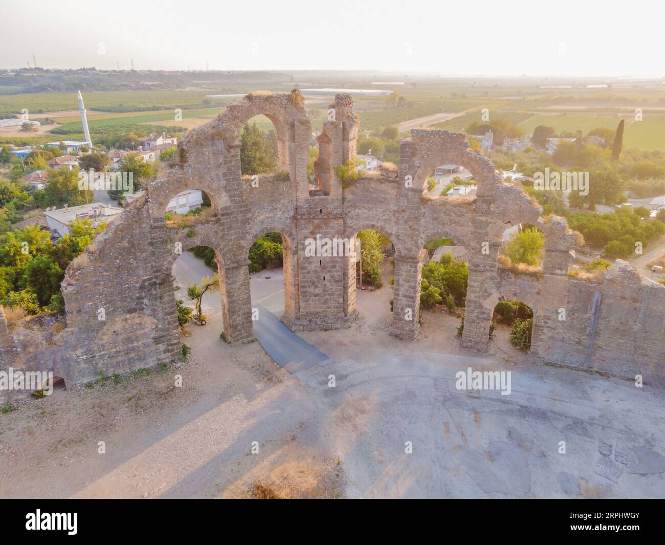 Aspendos Ancient City. Aspendos acropolis city ruins, cisterns ...