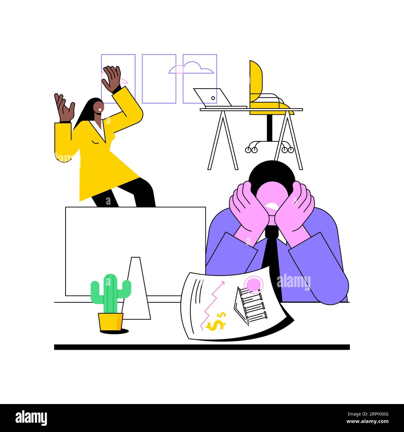 Business bankruptcy isolated cartoon vector illustrations. Disappointed ...