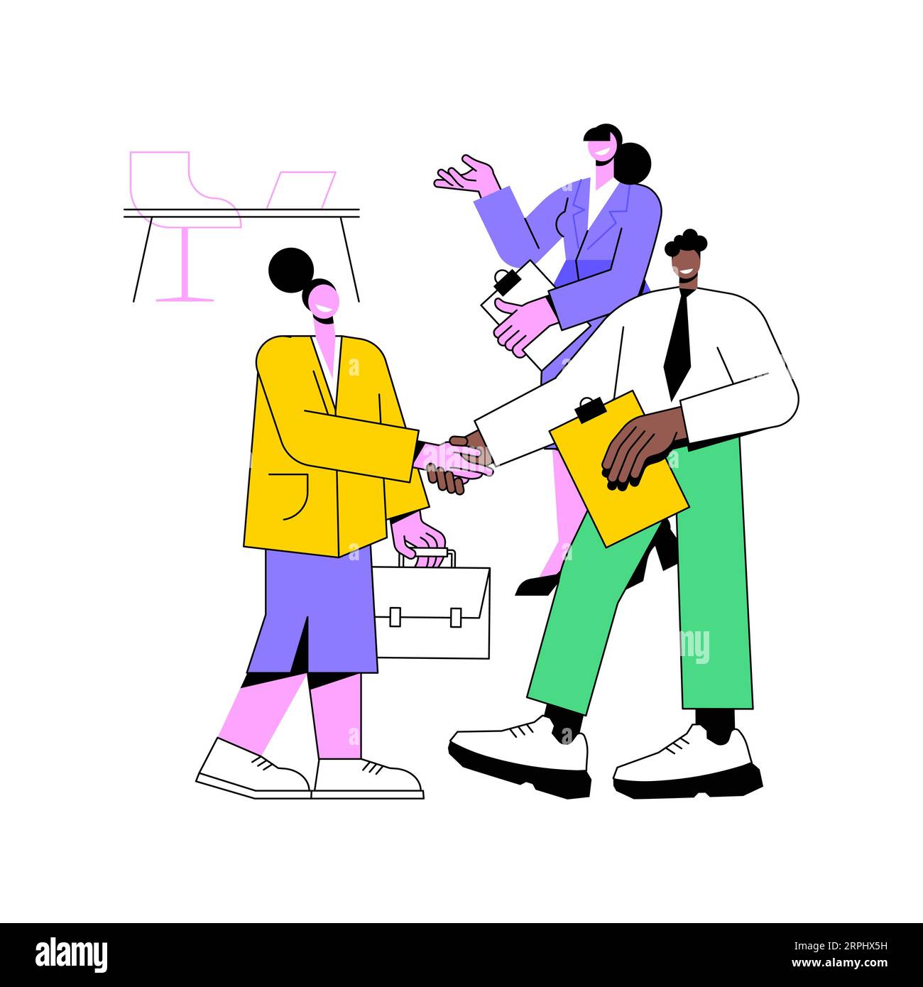 Accepting to work isolated cartoon vector illustrations. Happy ...