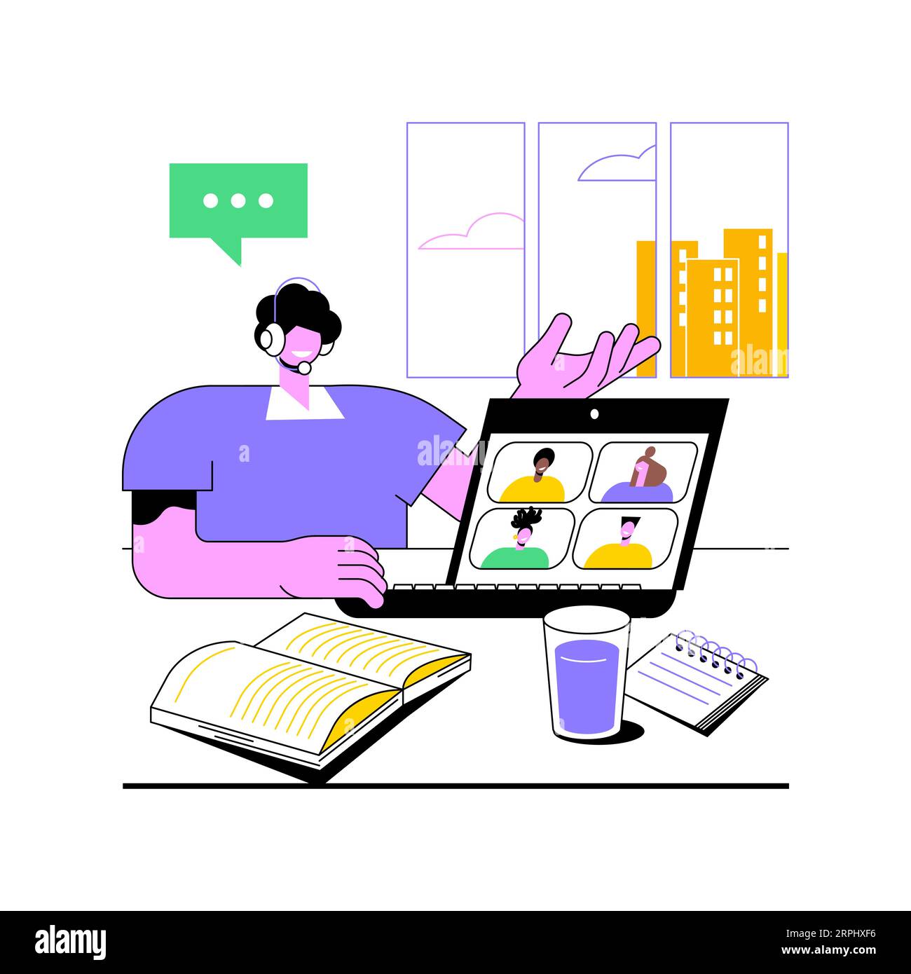 Online coaching isolated cartoon vector illustrations. Confident ...