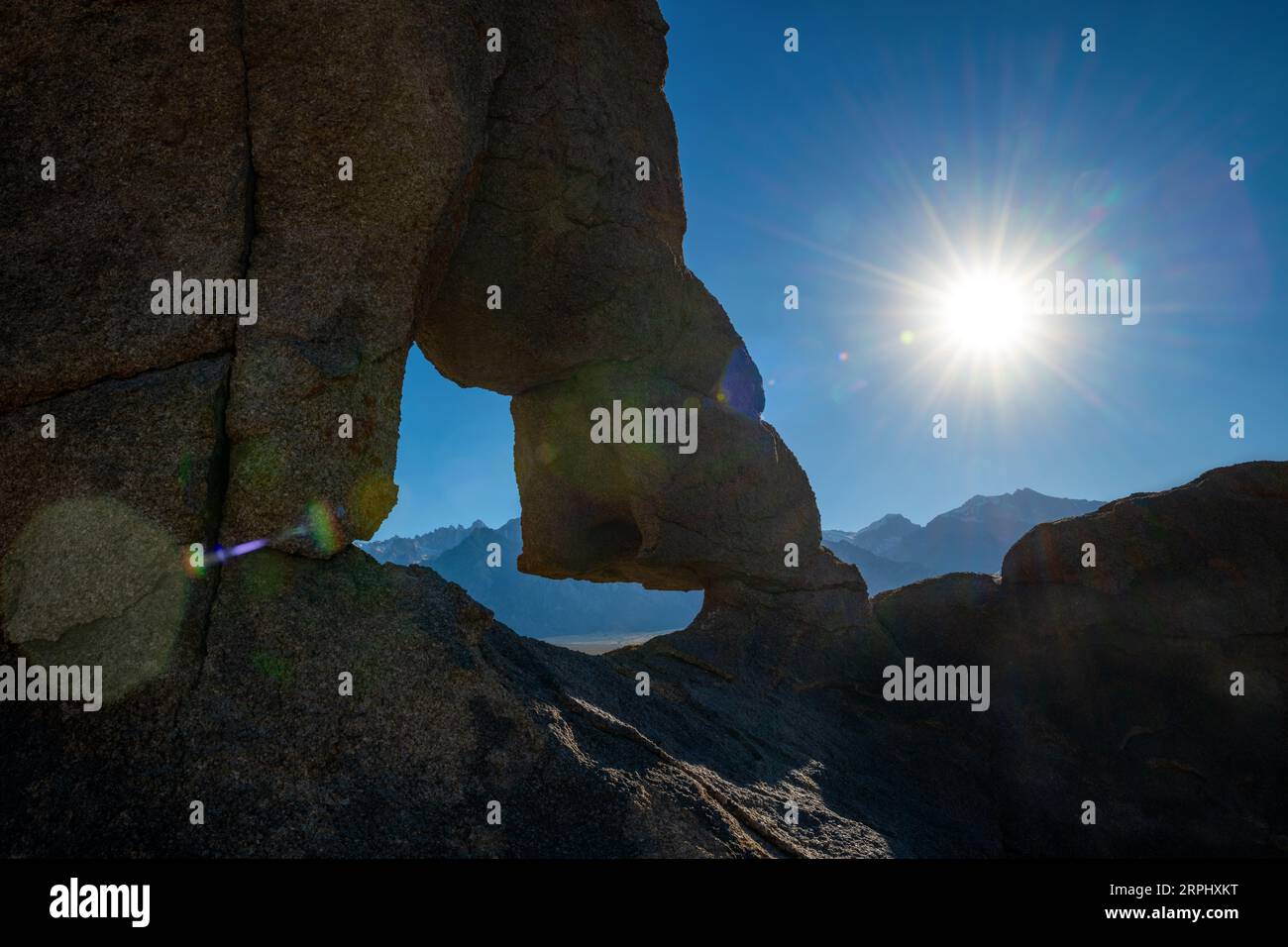 The bright sun along Boot Arch in the Alabama Hills Stock Photo - Alamy