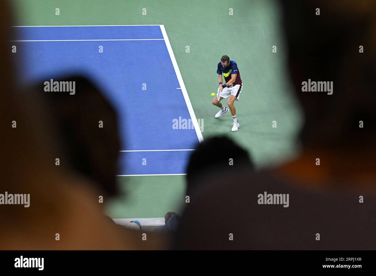 Daniil Medvedev hits a backhand during a men's singles match at the ...